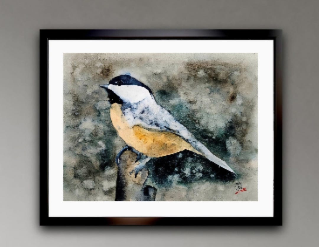 Chickadee Painting, Birch Tree Art, Children's Room Art, ORIGINAL, Bird ...