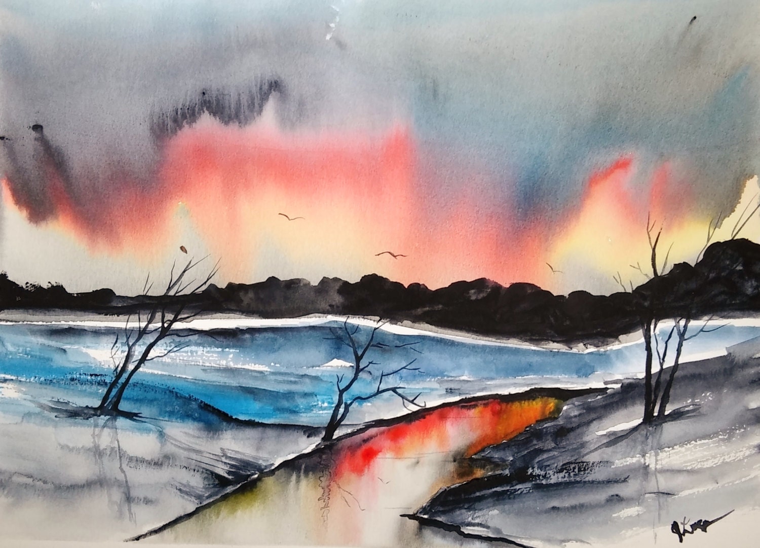 ORIGINAL painting Watercolor painting WATERCOLOR Painting | Etsy