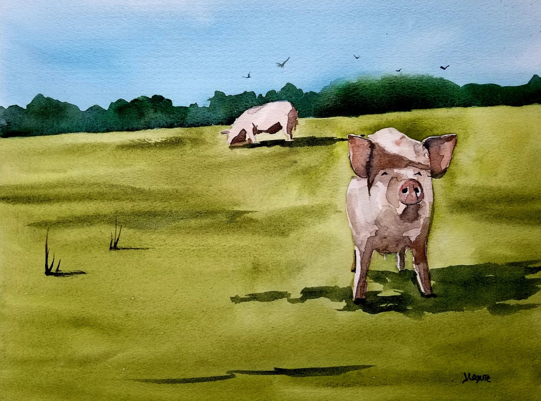 Pig Painting, Watercolor Painting, Pigs, Animal Art, Farm Animals ...