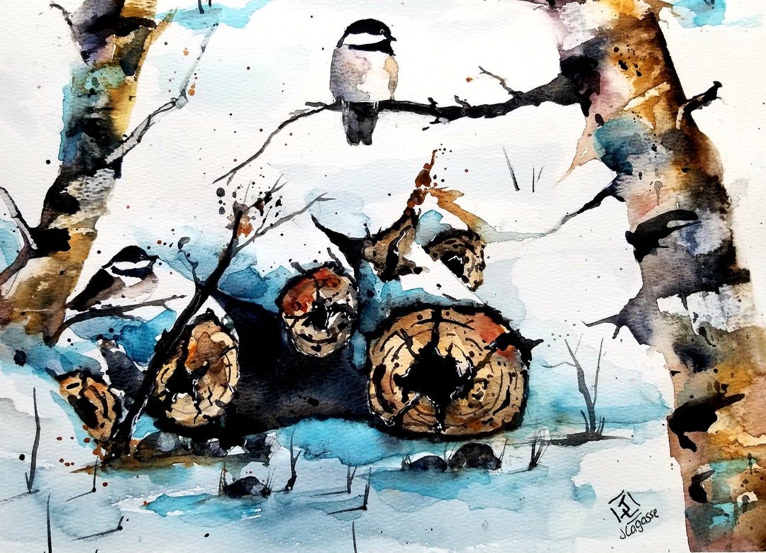 Chickadee Print, Nursery Prints, Original Art, Wall Art, Bird Painting ...