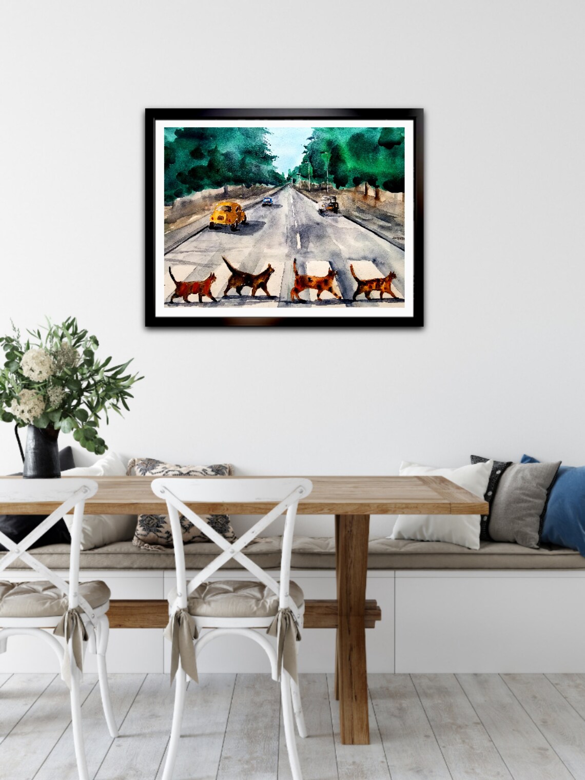 Watercolor Print/tabby Cat/abbey Road/original Prints/ Beatles/cat ...