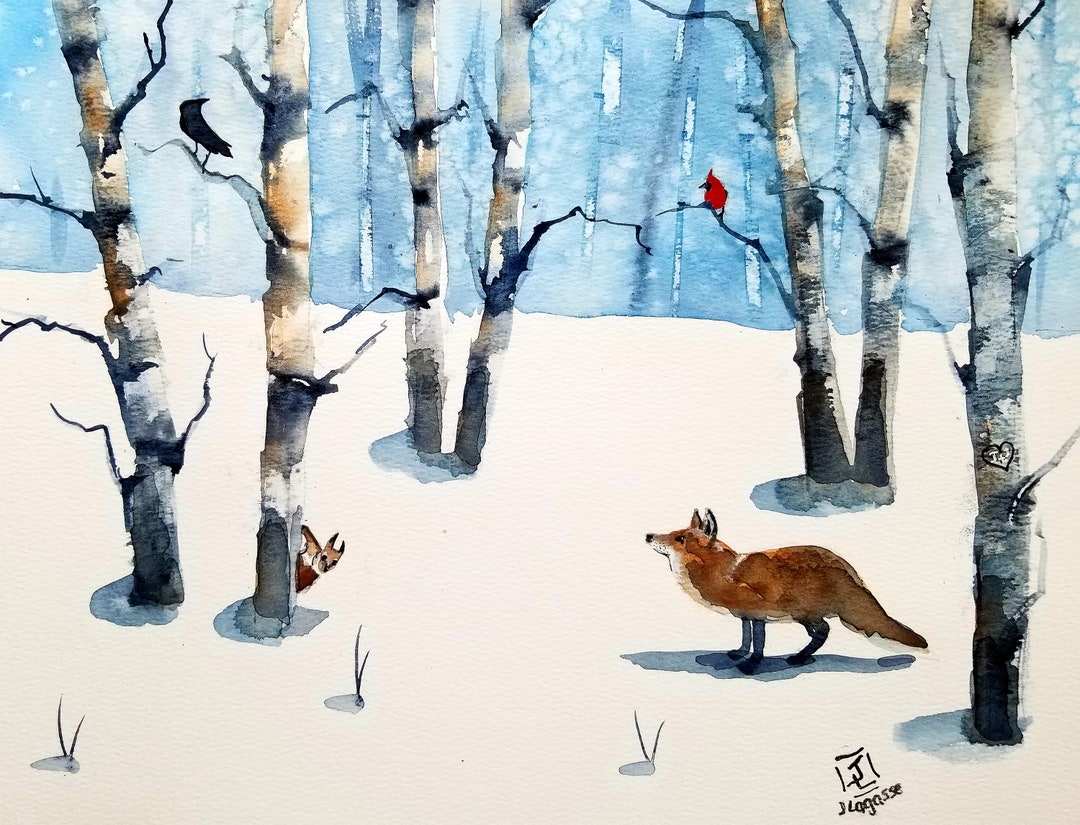 The Fox and the Crow, Original Painting, Watercolor Painting, Original ...