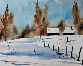 Watercolor Original Painting, Tree Painting, Landscape Painting, Wall ...