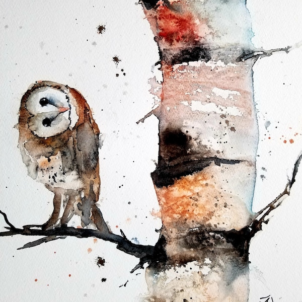 Birch Tree Owl - Etsy