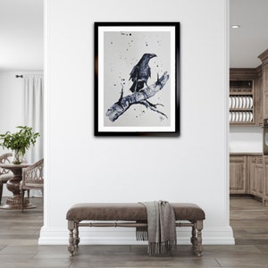 Watercolor Original Painting Black Crow Painting Landscape - Etsy