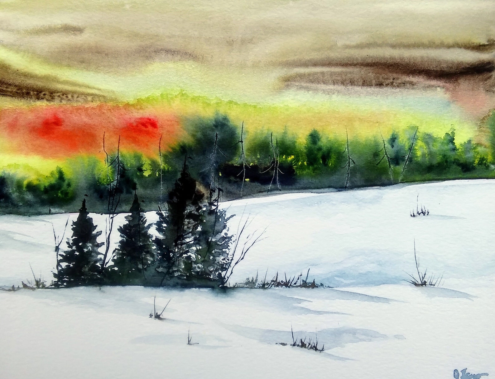 Original Watercolour Painting by Jim Lagasse | Trees Painting ...