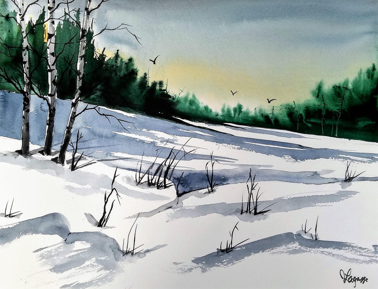 Original Watercolour Painting by Jim Lagasse | Trees Painting ...