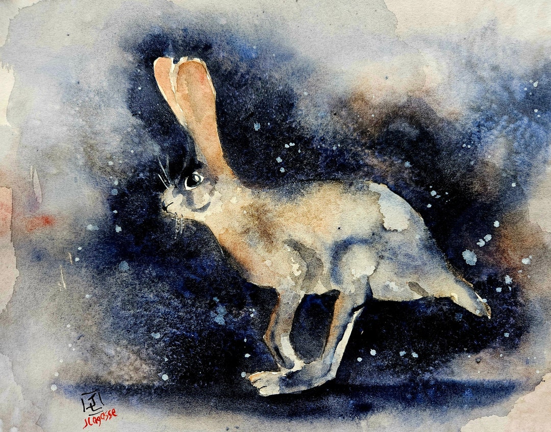 HARE Painting, Original Watercolor Painting, Hare Painting, Rabbit ...