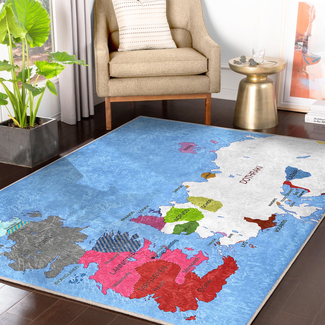 Thrones Map Area Rug - Targaryen World Map Carpet - GOT Decorative Mat ...