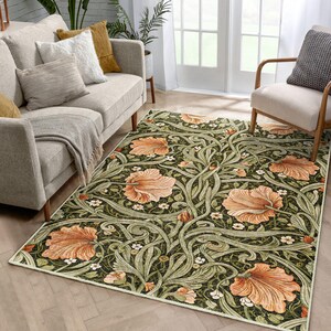 William Morris Style Area Rug - Victorian Floral Carpet - Non-slip ...