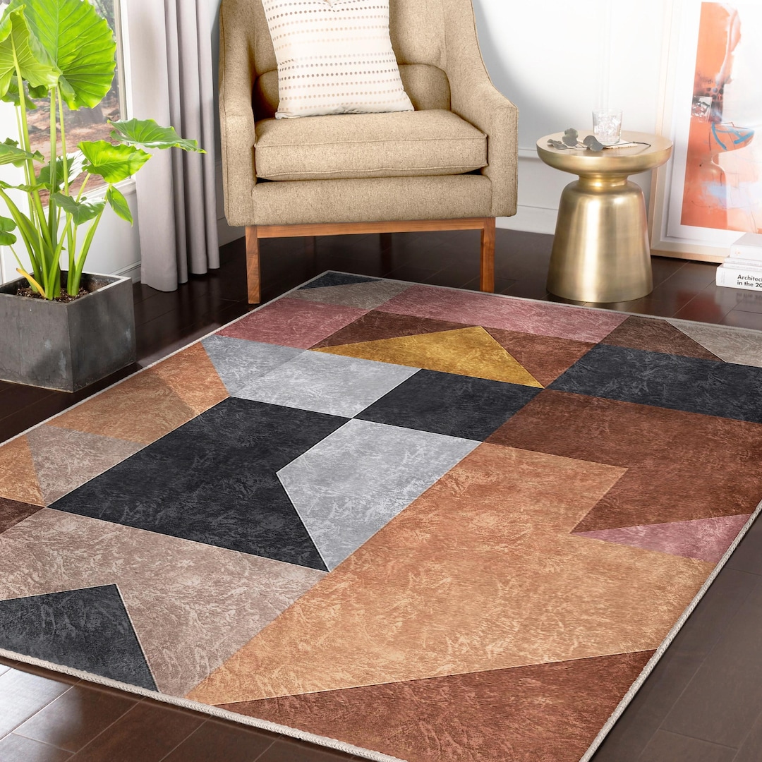Modern Geometric Triangle Area Rug - Abstract Multi-color Pattern ...