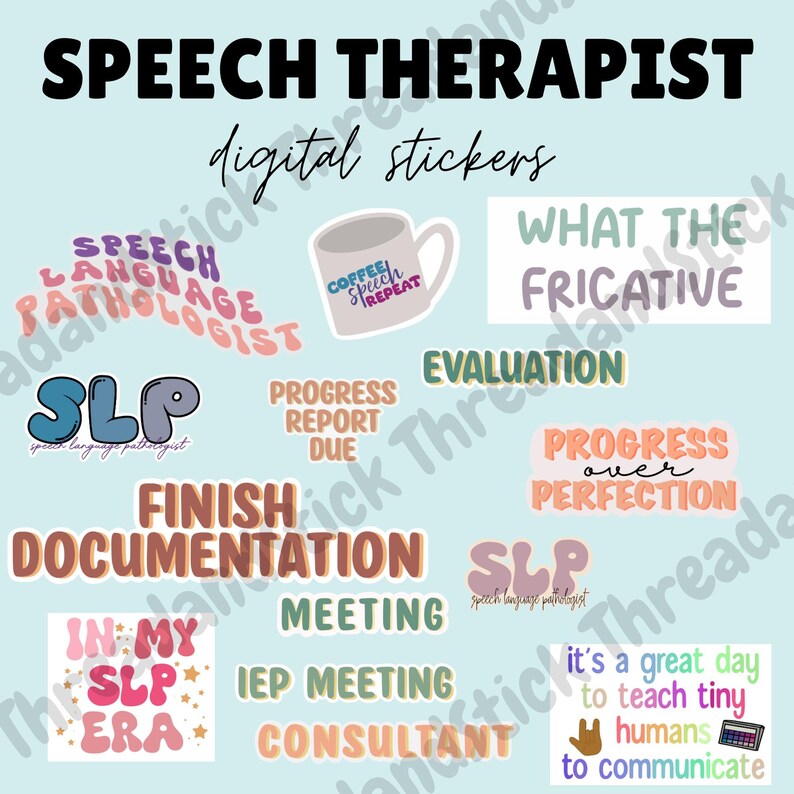 Digital Stickers for SLP Planners | Speech Therapy Planner Stickers ...