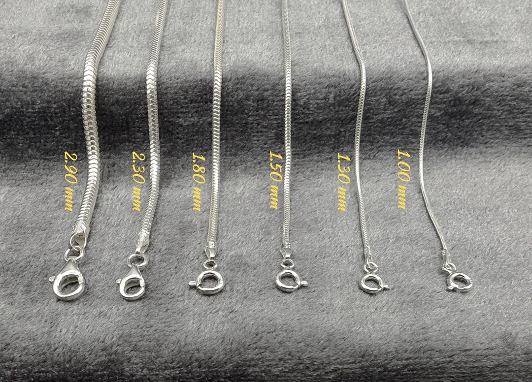 925 Sterling Silver Snake Chain Necklace for Women - Choker Style Round ...