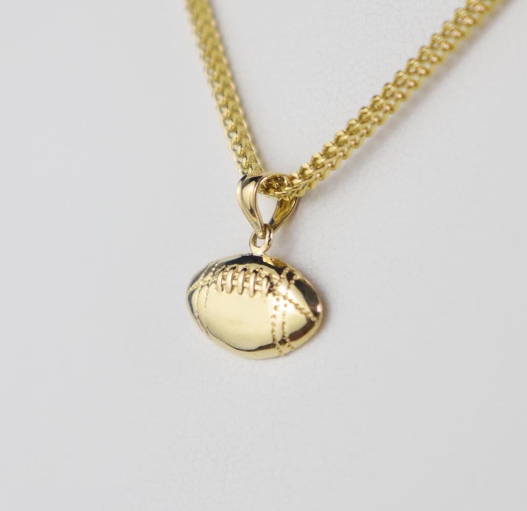 10K Solid Gold Football Pendant, Sports Jewelry, Athletic Charm for Men ...