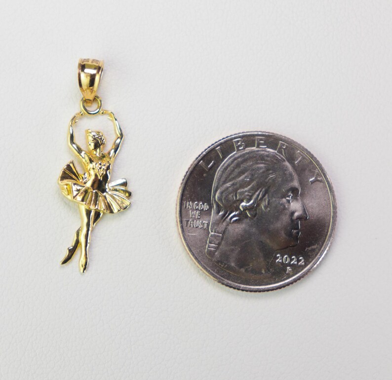 10K Solid Gold Ballerina Pendant, Dance Jewelry, Gift for Dancers ...