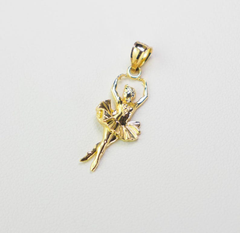 10K Solid Gold Ballerina Pendant, Dance Jewelry, Gift for Dancers ...