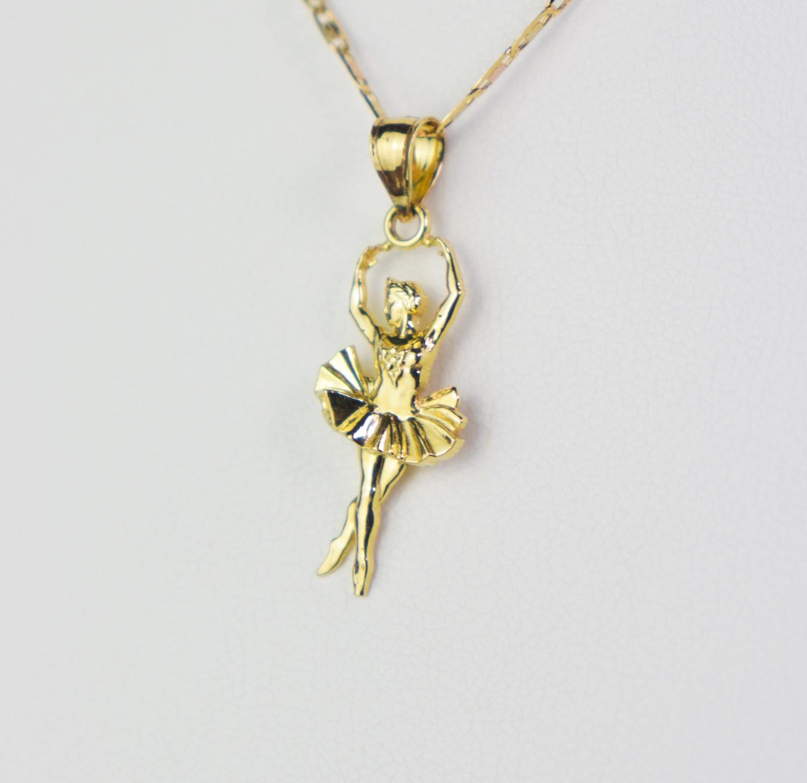 10K Solid Gold Ballerina Pendant, Dance Jewelry, Gift for Dancers ...