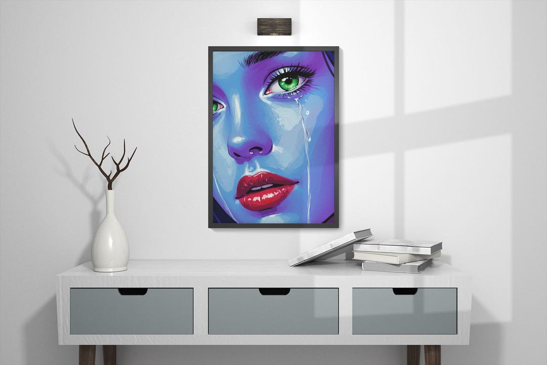 Modern Crying Girl Themed Poster. Home, Pub, Club Decor. Trendy ...