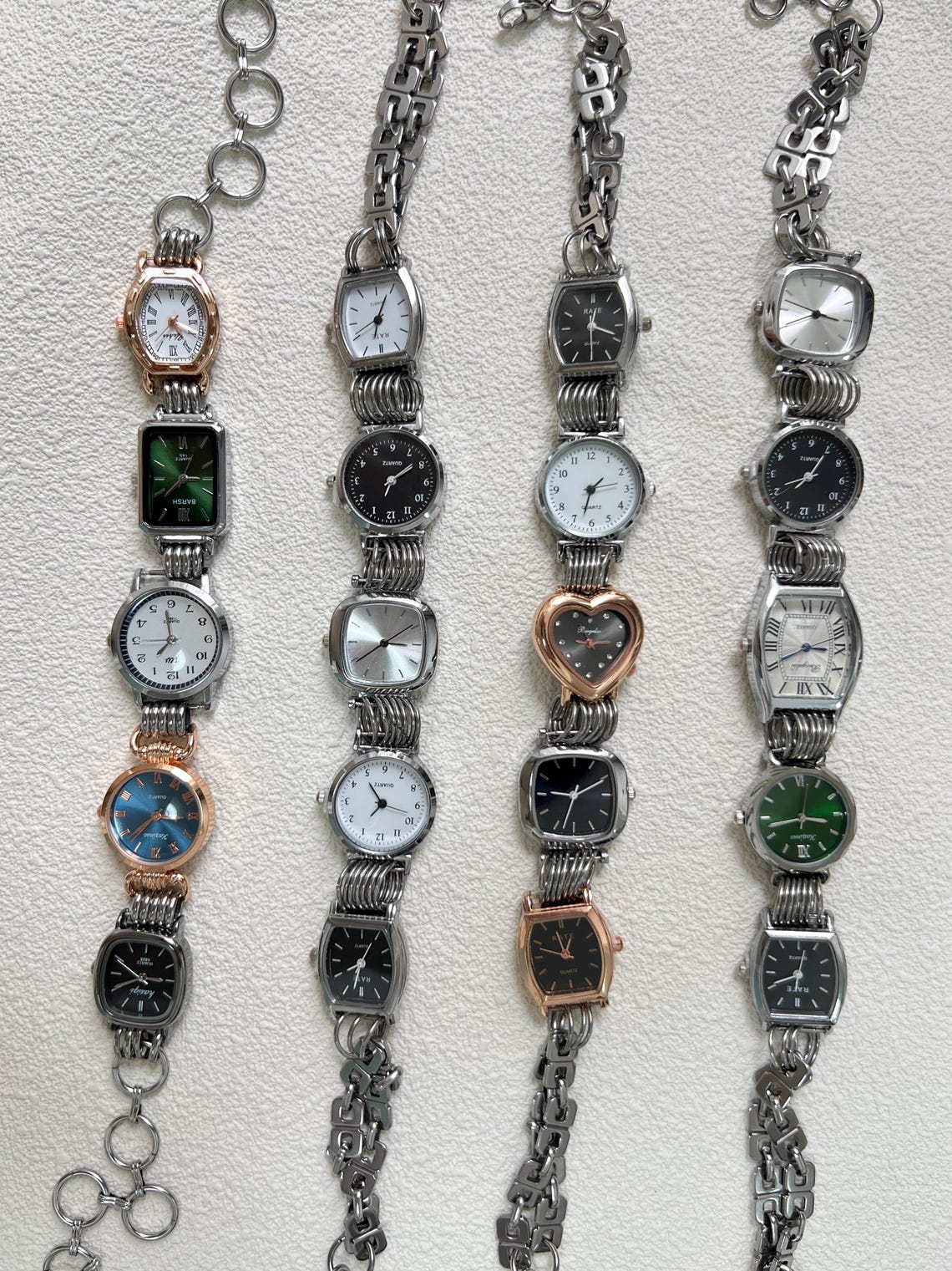 Retro Punk 5 Watch Choker Necklace, Silver Watch Necklace, Silver Chain ...