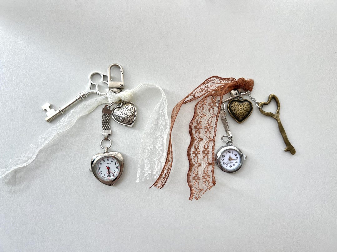 Vintage Lace Silver Watch Keychain, Heart-shaped Watch Keychain, Heart ...