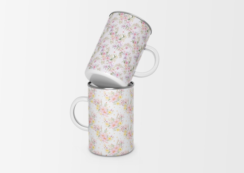 Watercolor Pink Floral Digital Paper, Spring Flowers Seamless ...