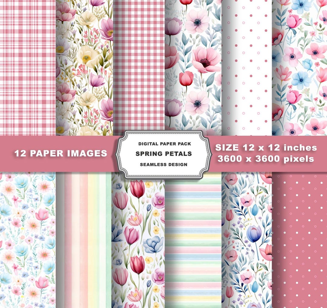 Watercolor Pink Floral Digital Paper, Soft Seamless Flower Pattern ...