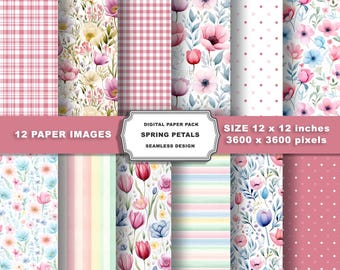 Watercolor Pastel Floral Digital Paper Seamless Shabby Chic Printable ...