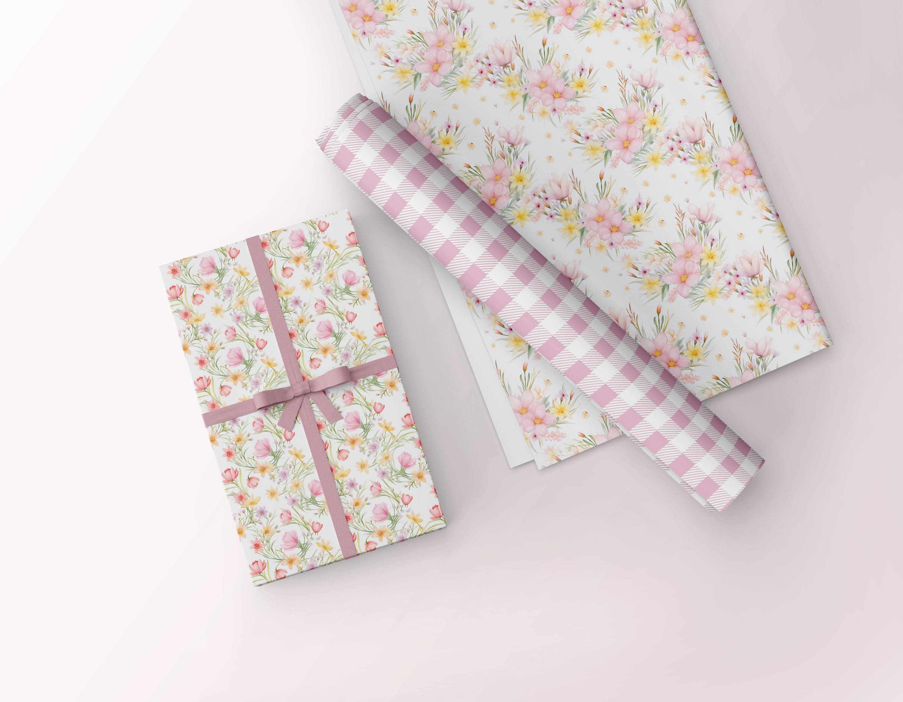 Watercolor Pink Floral Digital Paper, Spring Flowers Seamless ...