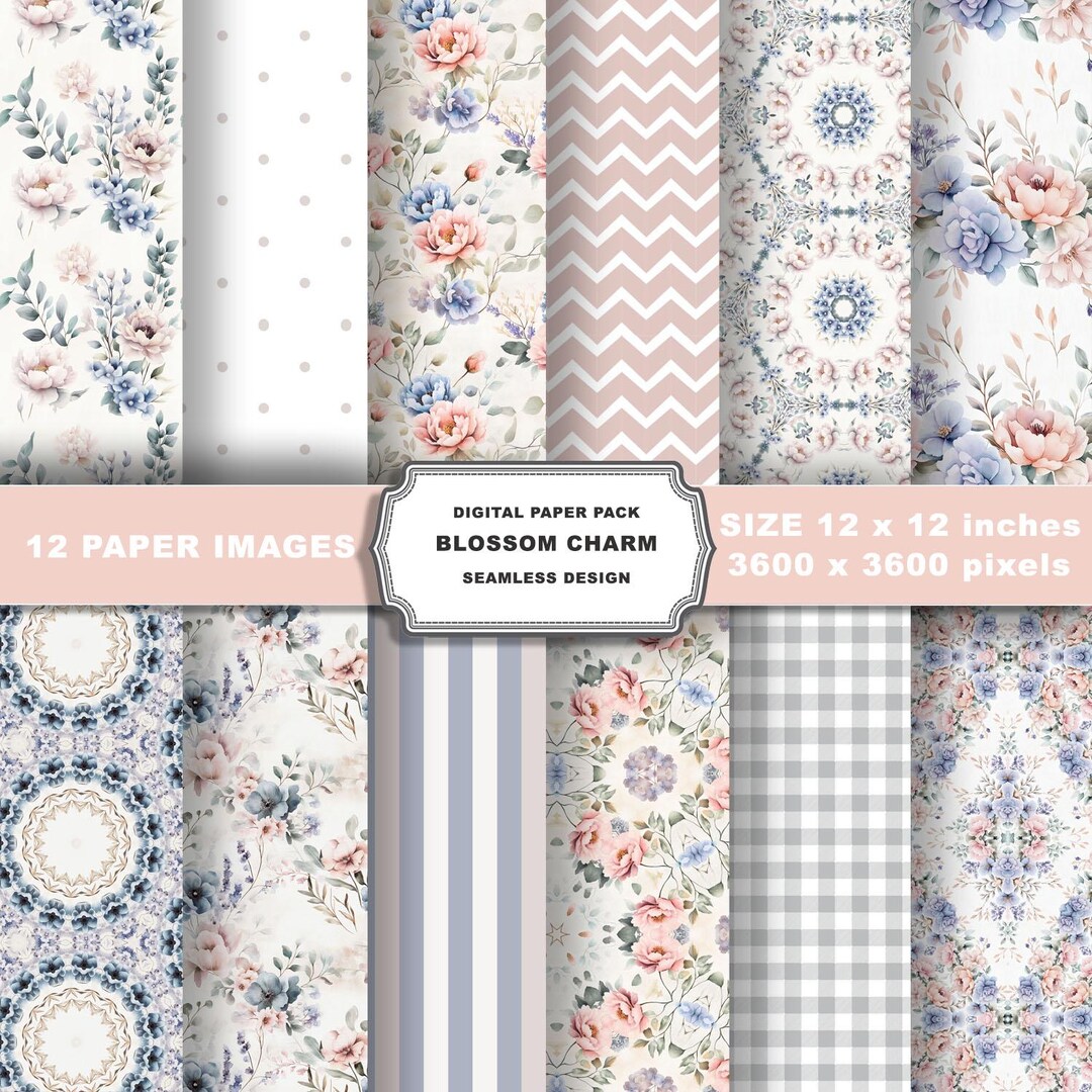 Pastel Floral Watercolor Digital Paper, Floral Background, Scrapbooking ...