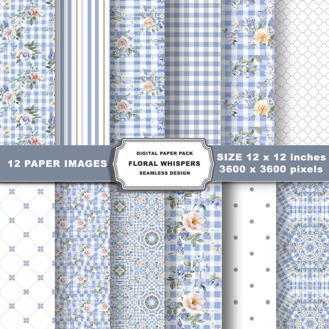 Watercolor Floral Digital Paper Seamless Shabby Chic Printable Paper ...