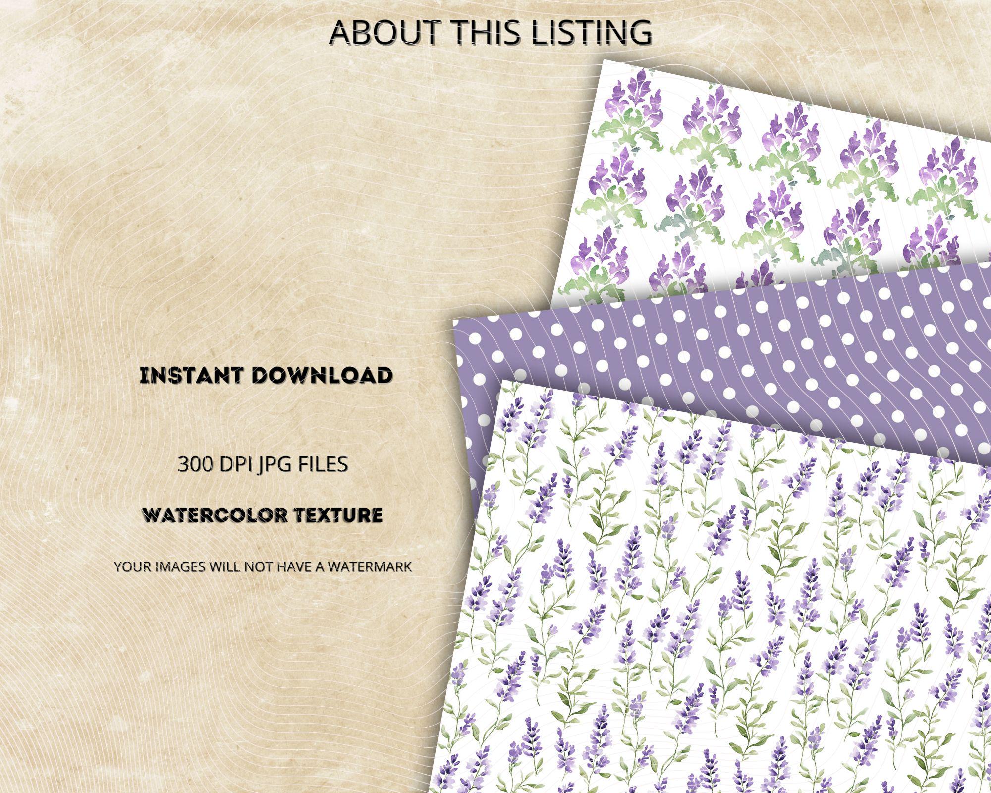 Lavender Digital Paper, Purple Floral Background for Scrapbooking ...