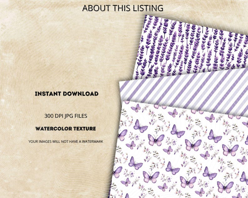 Lavender Digital Paper, Purple Floral Background for Scrapbooking ...