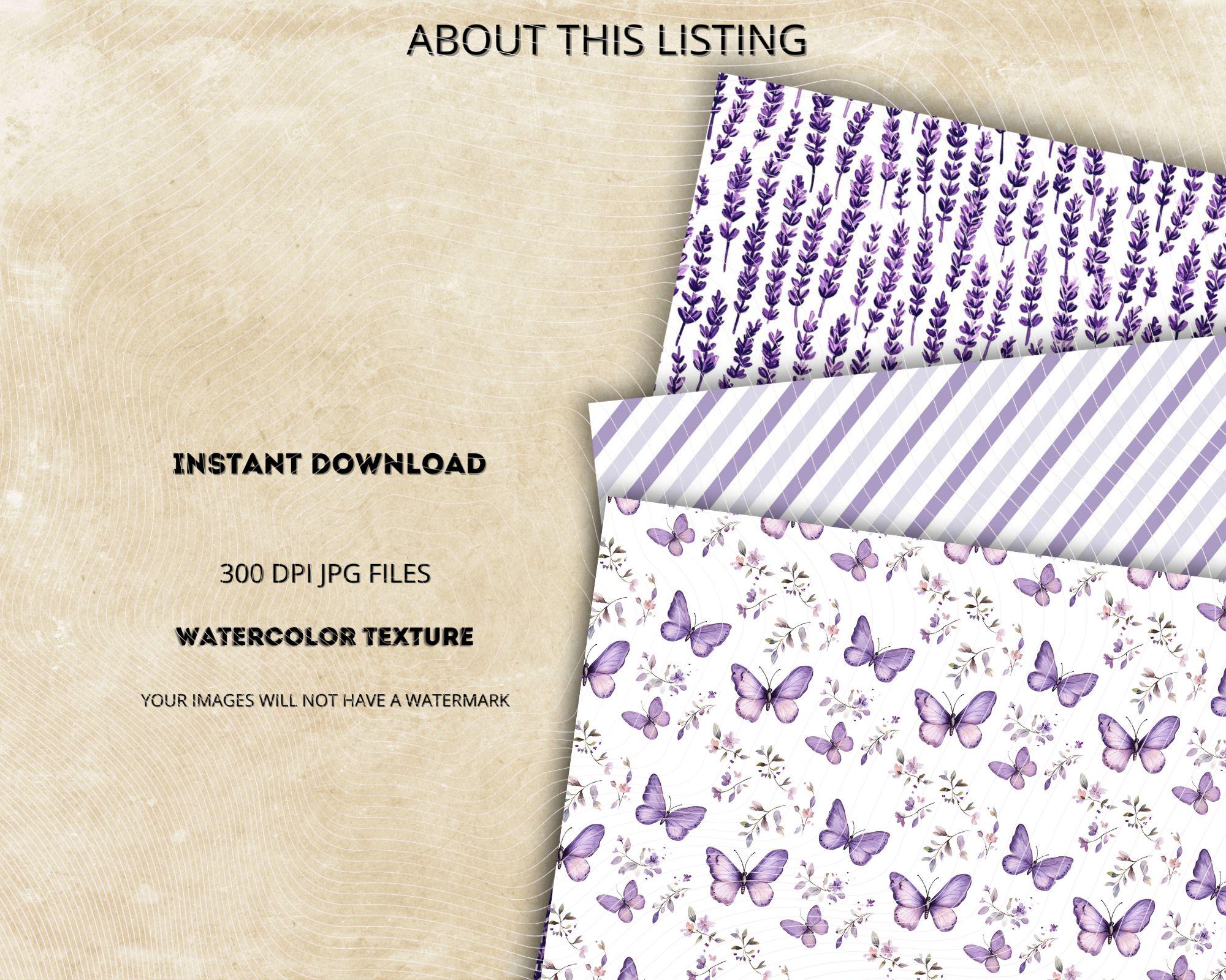 Lavender Digital Paper, Purple Floral Background for Scrapbooking ...