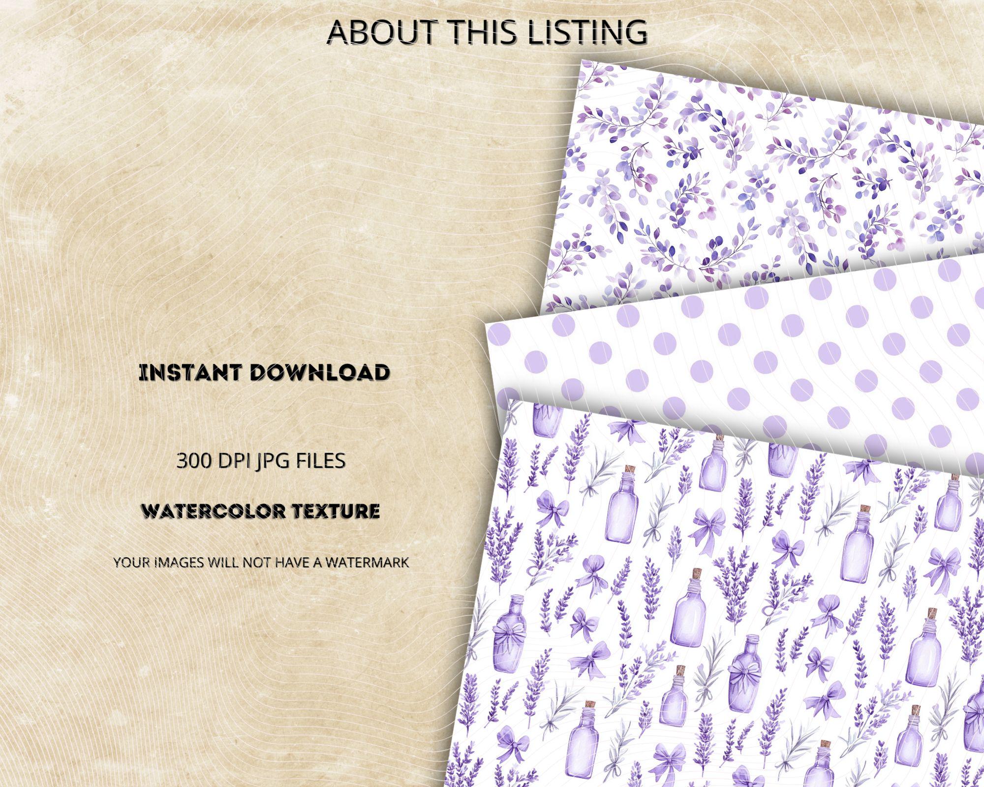 Lavender Digital Paper, Purple Floral Background for Scrapbooking ...