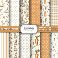 Digital Scrapbook Papers - Bright and Vibrant Easter Bunny, Eggs and ...