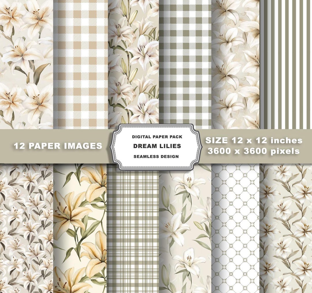 Vintage Watercolor Beige Floral Digital Paper Seamless Shabby Chic ...