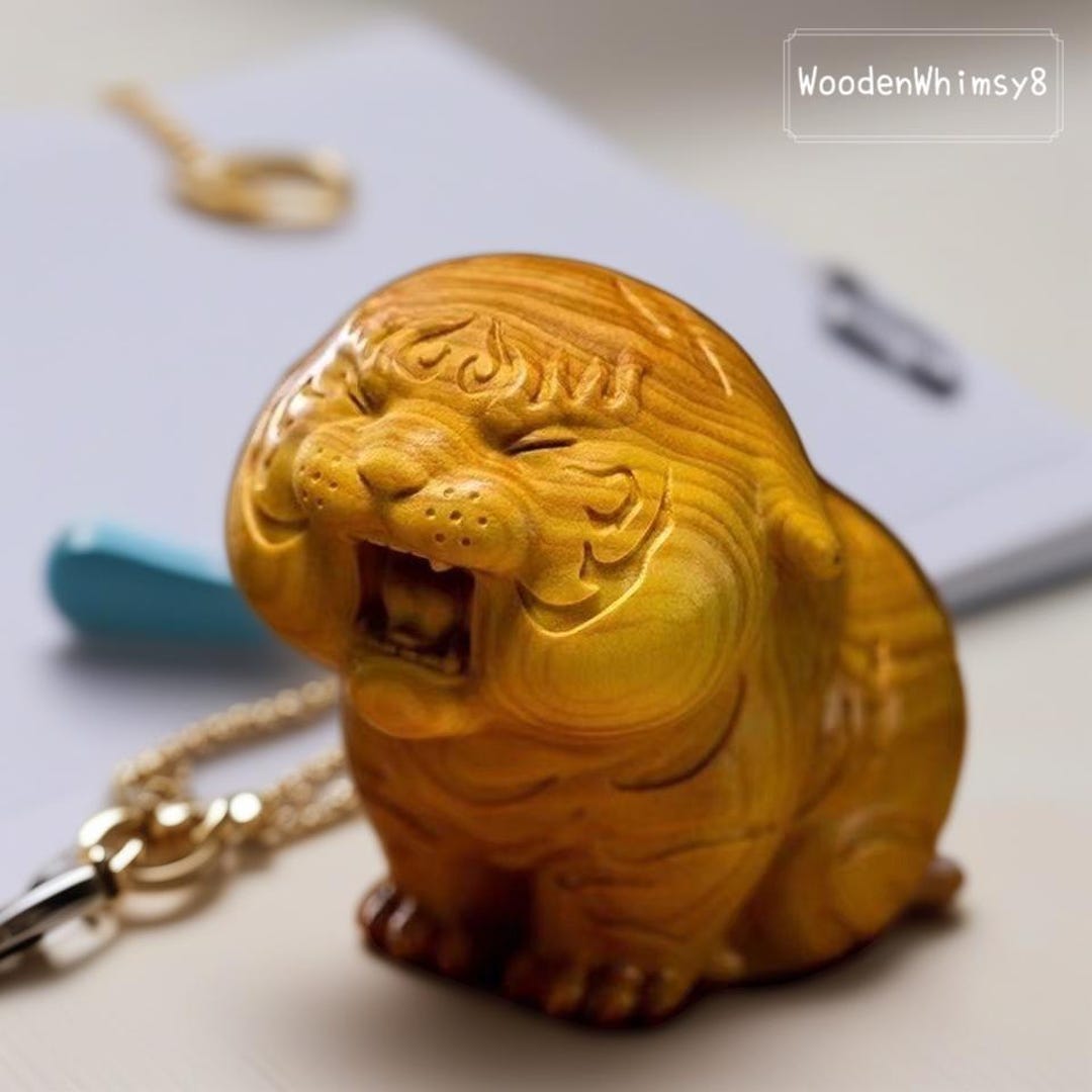 Tiger Desk Figurine - Hand Carved Wood, Roaring or Arms Crossed - Etsy