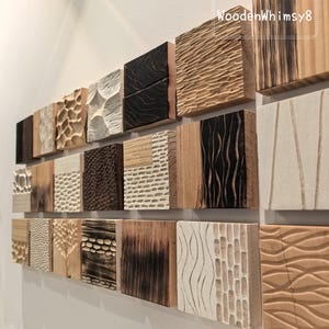 Wood Wall Art Tiles: Minimalist Natural Texture (hand Carved Solid Wood ...
