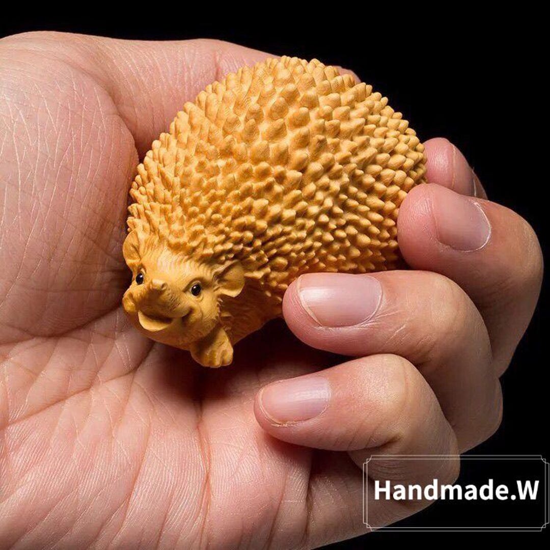 Hand-carved Boxwood Hedgehog Figurine - Mini Rustic Sculpture - Etsy