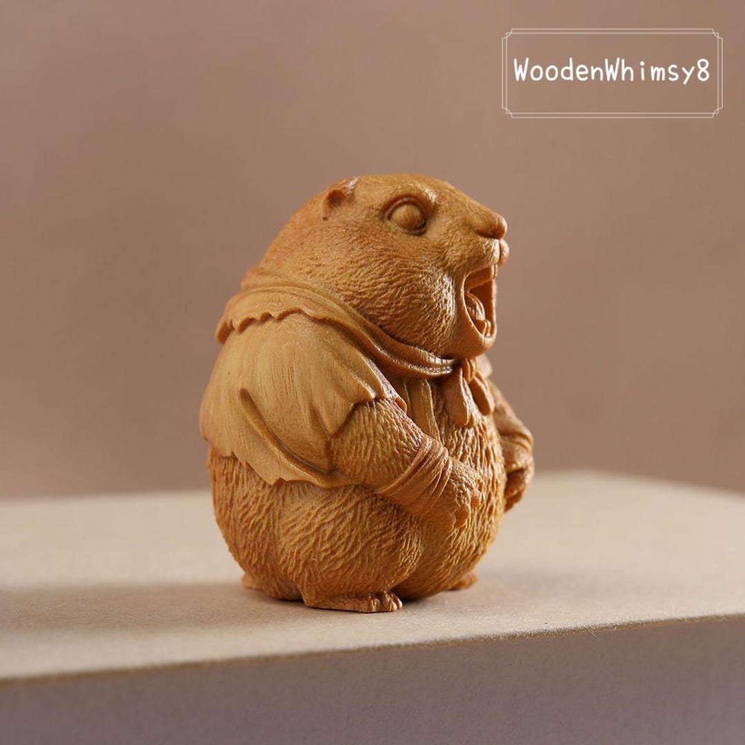 Whimsical Wooden Hamster Figurine: Hand Carved, Sailor Collar - Etsy