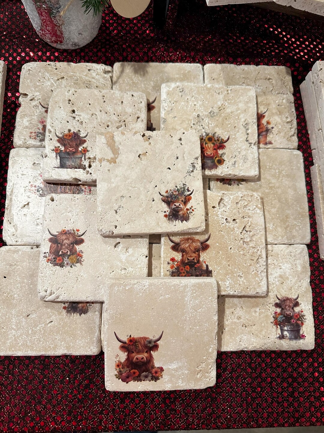 Travertine Tile Coaster Sets 4 per Set Several Designs to Choose From ...