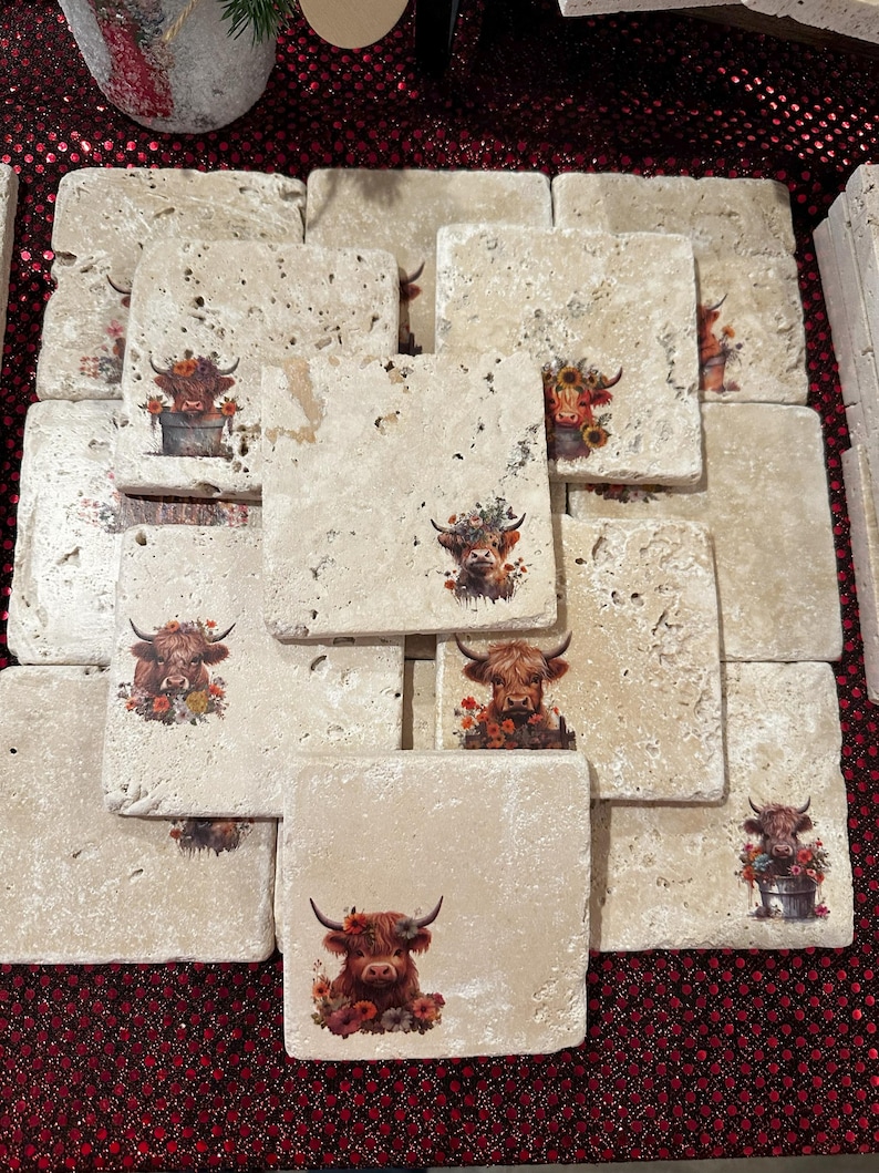 Stone Coaster Sets - 4/set Assorted Designs. 4x4 Squares - Etsy