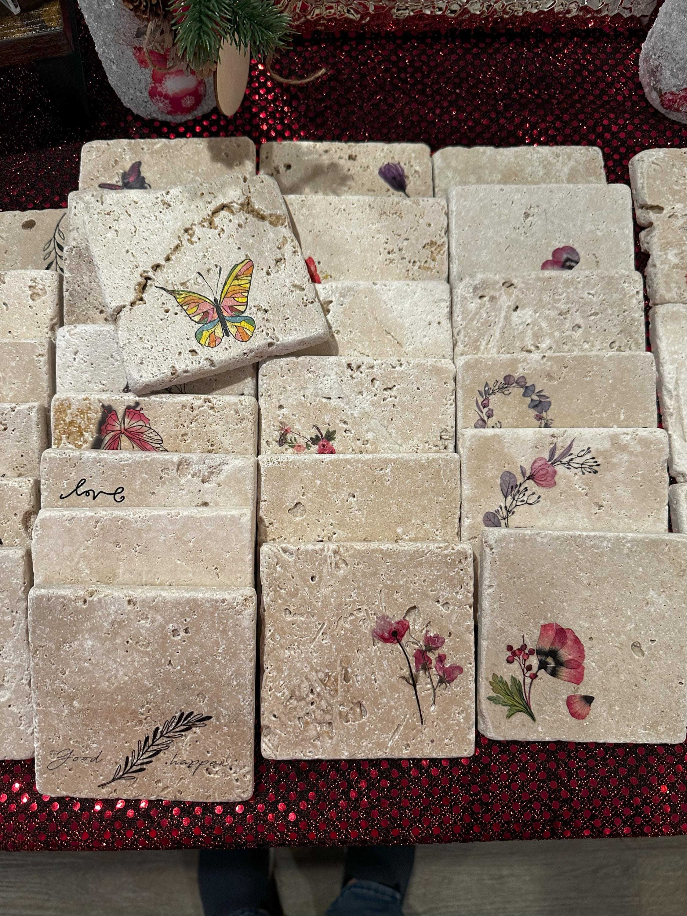 Stone Coaster Sets - 4/set Assorted Designs. 4x4 Squares - Etsy