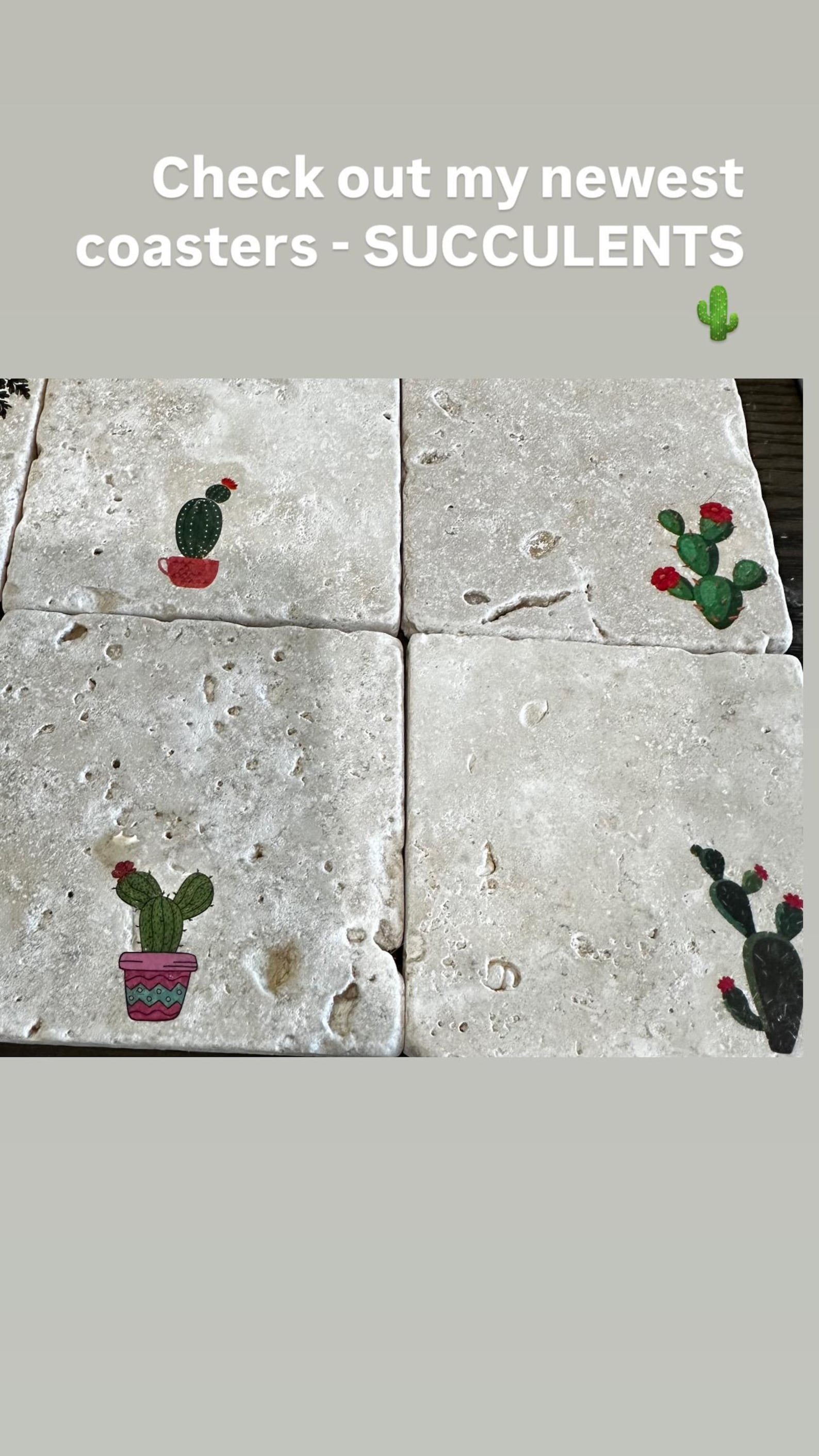 Stone Coaster Sets - 4/set Assorted Designs. 4x4 Squares - Etsy