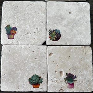 Stone Coaster Sets - 4/set Assorted Designs. 4x4 Squares - Etsy