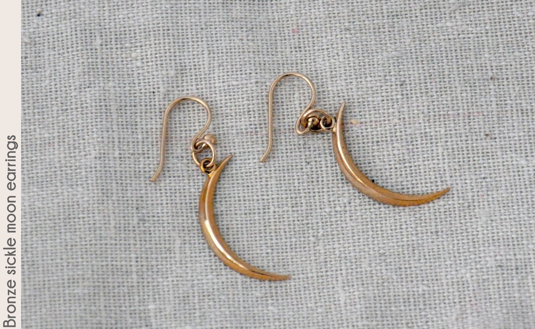 Bronze Sickle Moon Earrings - Etsy