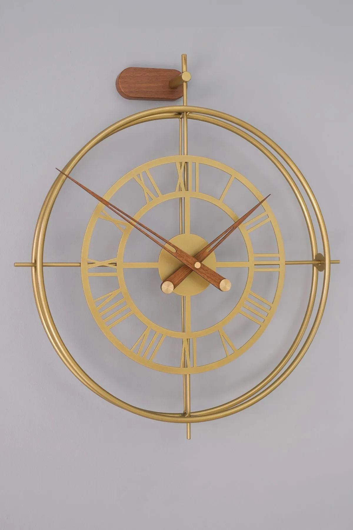 Gold Wall Clock, Round Wall Clock, Metal Wall Clock, Gift Clock ...