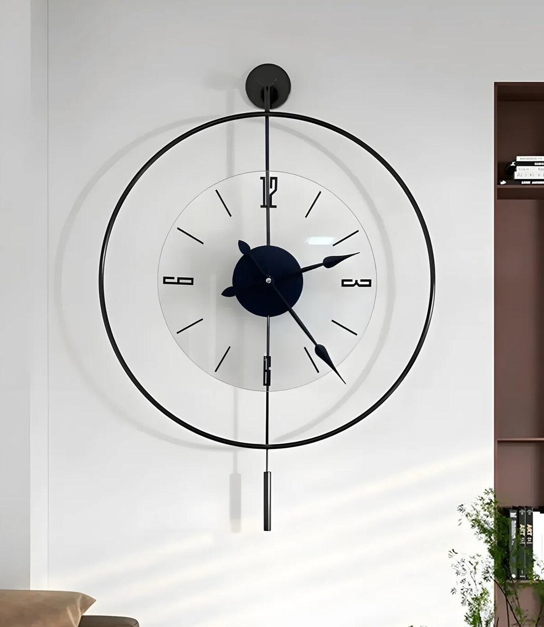 Transparent Glass Wall Clock, Black Wall Clock, Metal Wall Clock, Gift ...