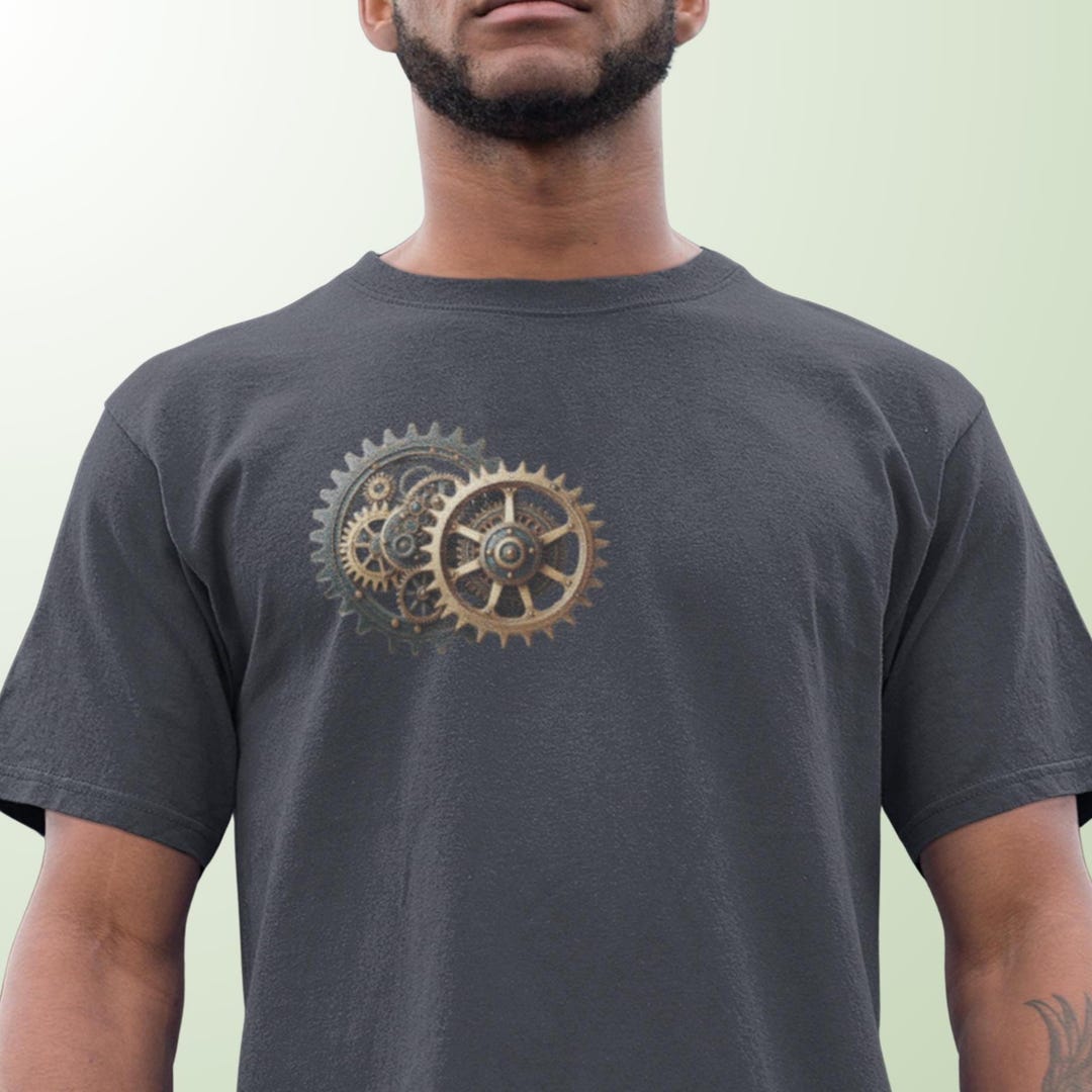 T-shirt Steampunk Cogwheels, Vintage Mechanic Shirt, Retro Gears Tshirt ...
