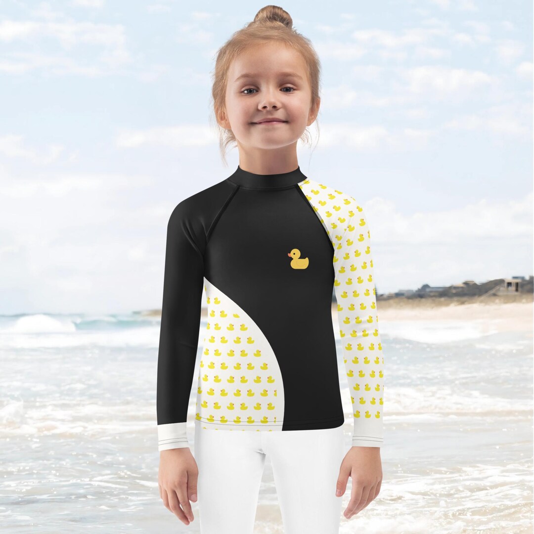 Rubber Duck Rash Guard for Kids – Black Yellow Children Long Sleeve ...